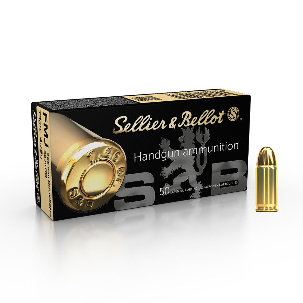 Sellier&Bellot - 7.65x17 Browning / .32 ACP FMJ 4.75g пістолетні набої - КОРОБКА 50 шт ...